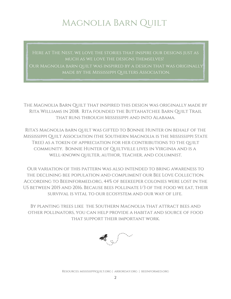 Magnolia Barn Quilt Pattern – Baker Nest